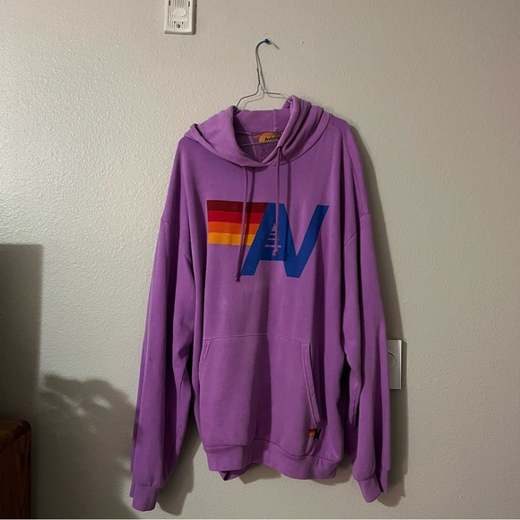 Aviator Nation | Tops | Aviator Nation Purple Hoodie With Rainbow Logo ...